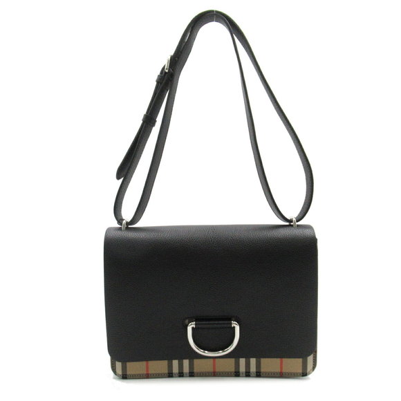 Burberry | Bags | Burberry Check Pattern Shoulder Bag Leather Black ...